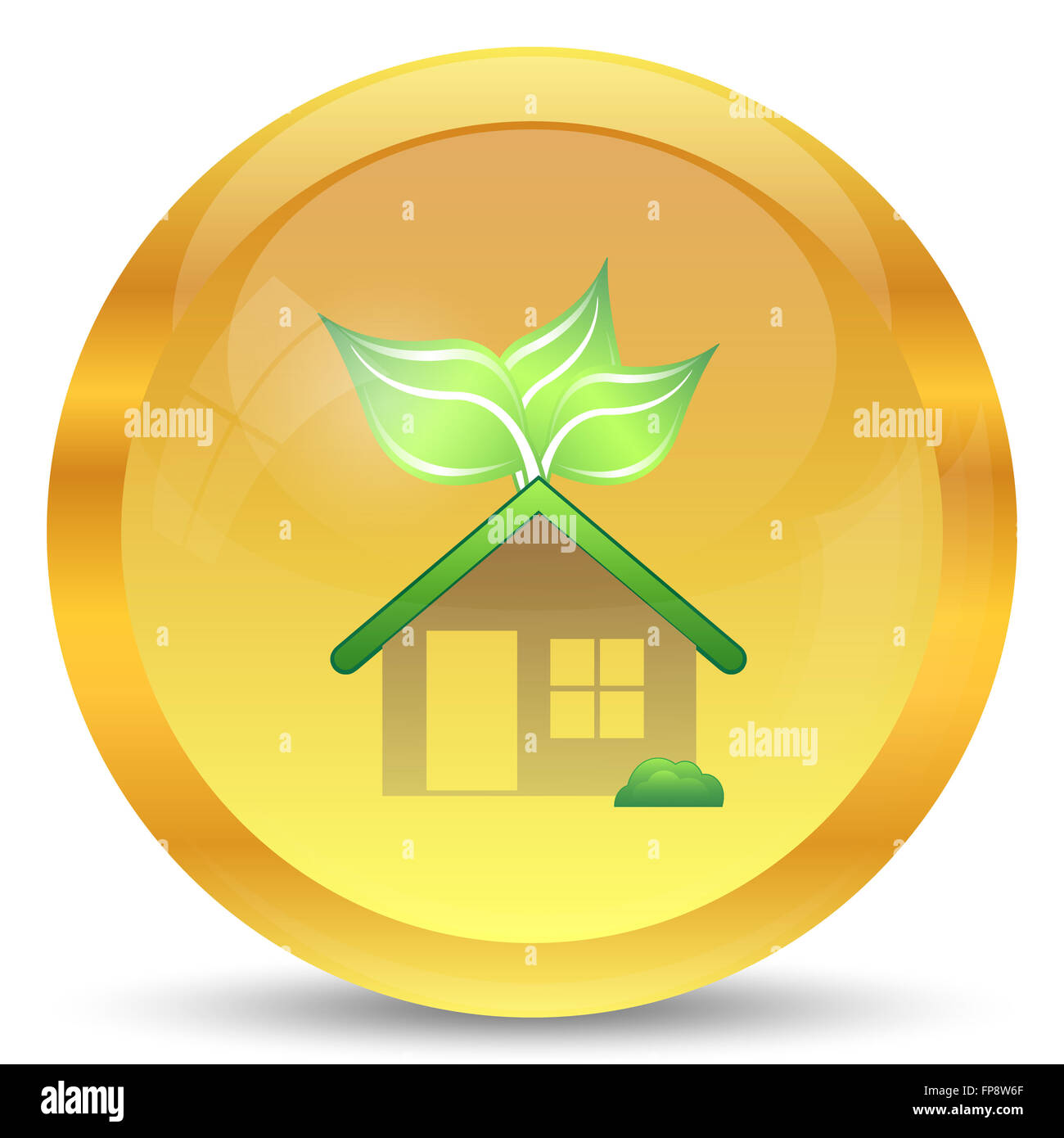 Eco house icon. Internet button on white background Stock Photo - Alamy