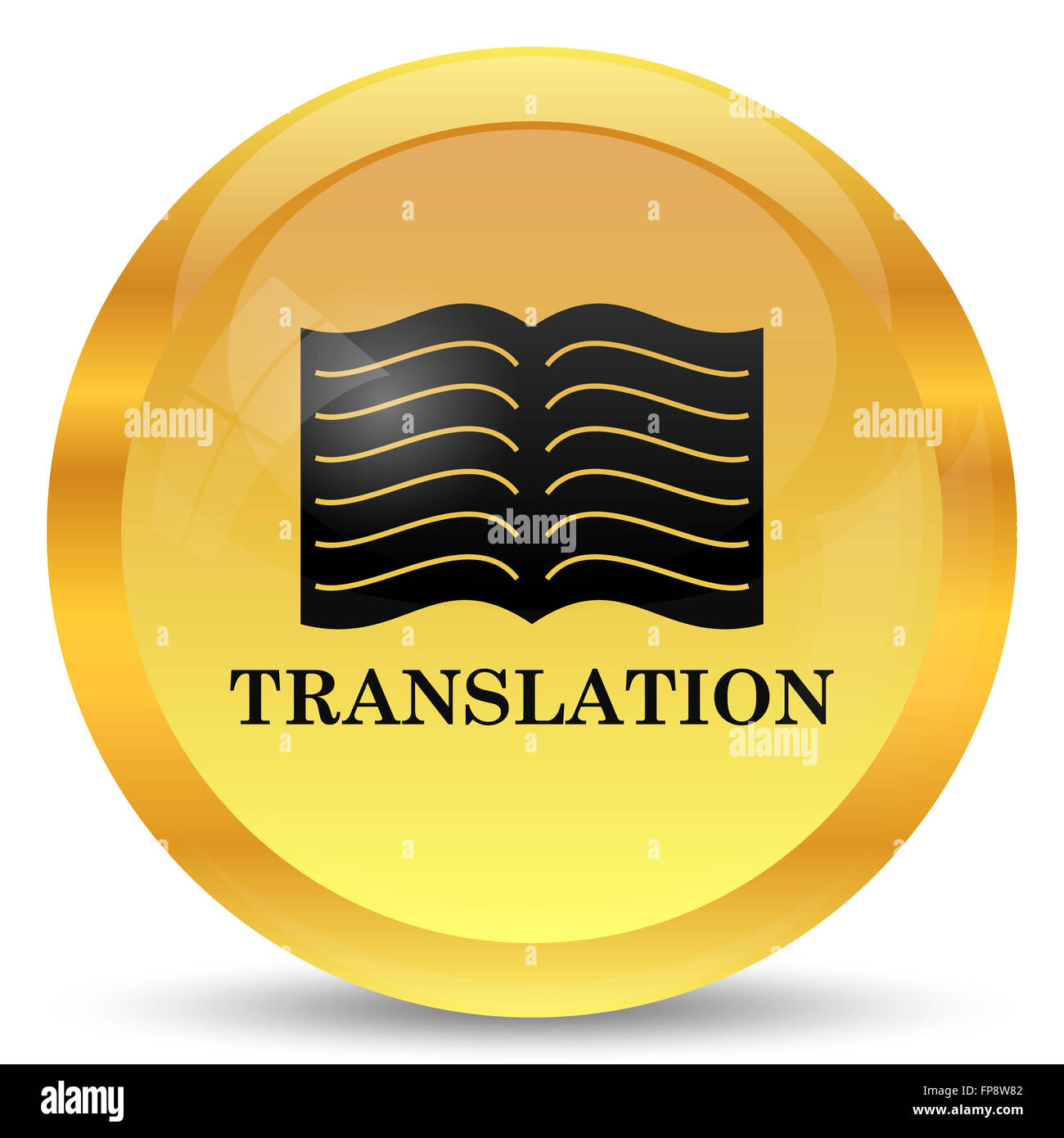 Translation book icon. Internet button on white background Stock Photo ...
