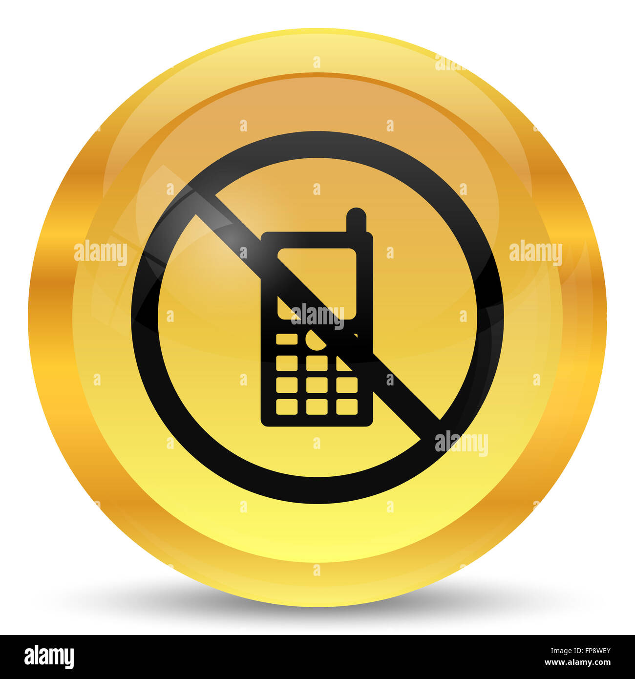 Mobile phone restricted icon. Internet button on white background Stock ...