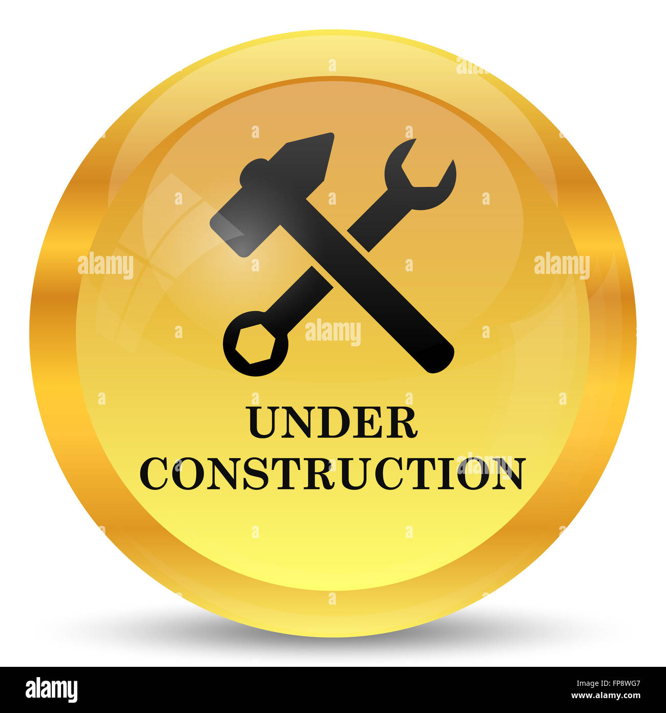Under construction icon. Internet button on white background Stock ...