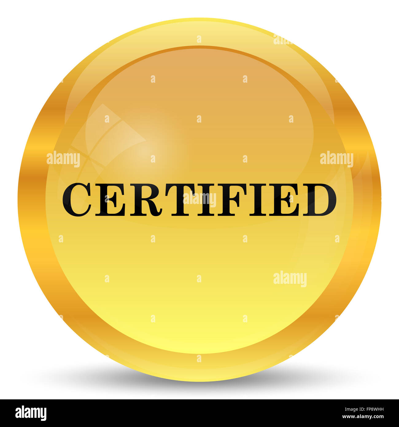 Certified icon. Internet button on white background Stock Photo - Alamy