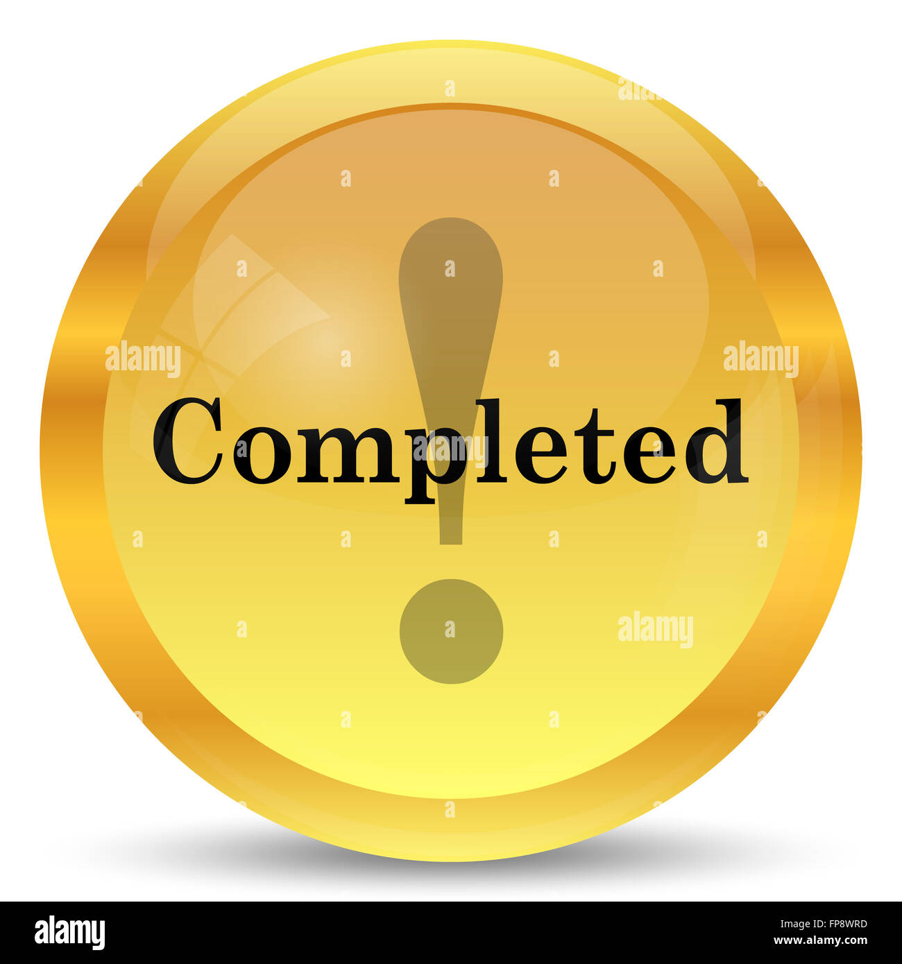 Completed icon. Internet button on white background Stock Photo - Alamy