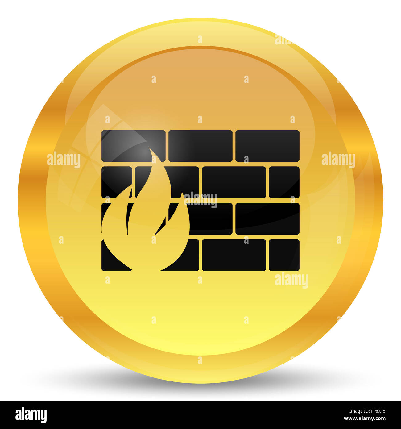 Firewall icon. Internet button on white background Stock Photo - Alamy