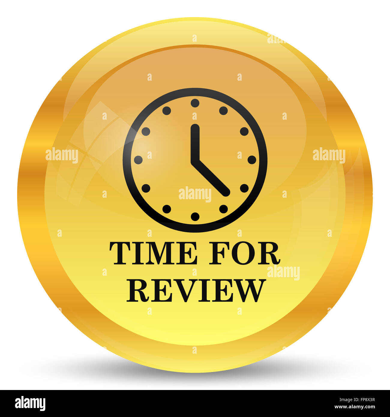 Time for review icon. Internet button on white background Stock Photo ...