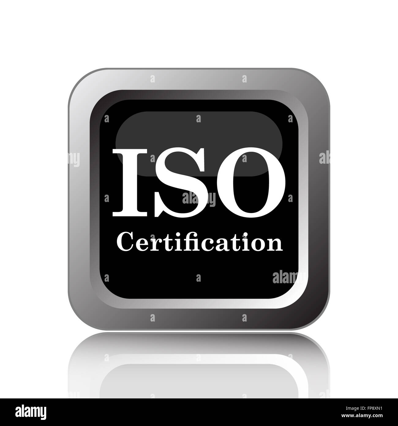 ISO certification icon. Internet button on white background Stock Photo ...