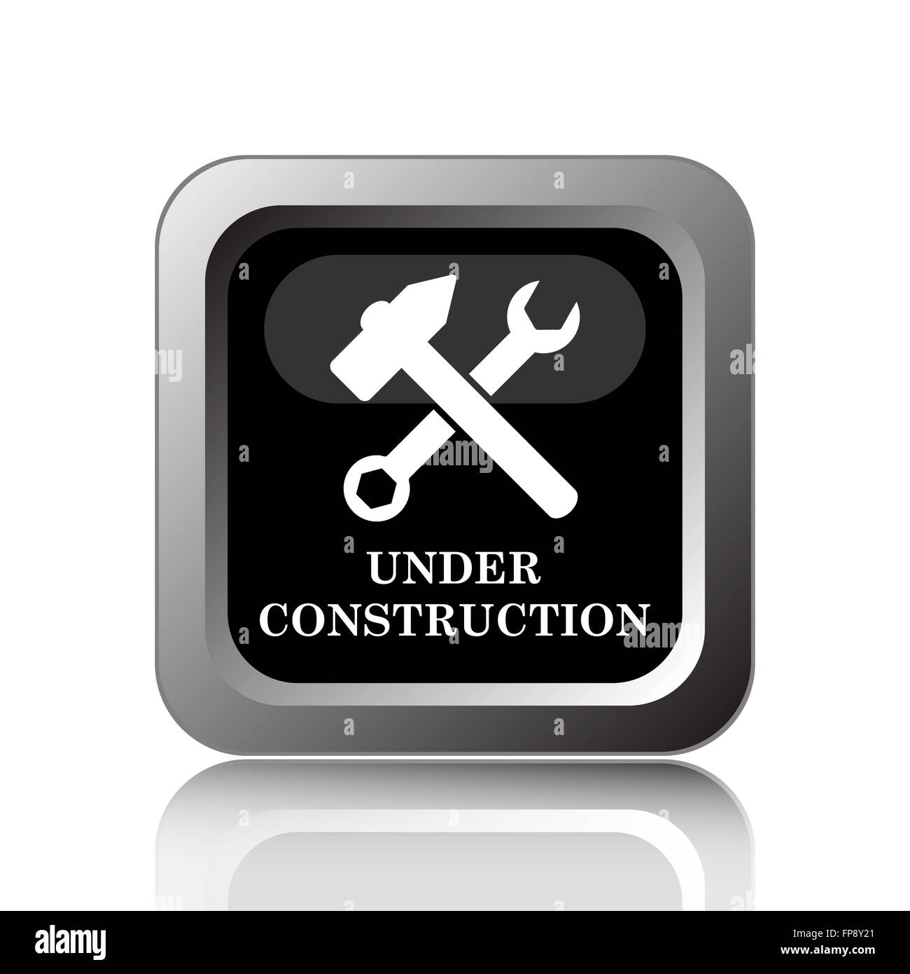 Under construction icon. Internet button on white background Stock ...