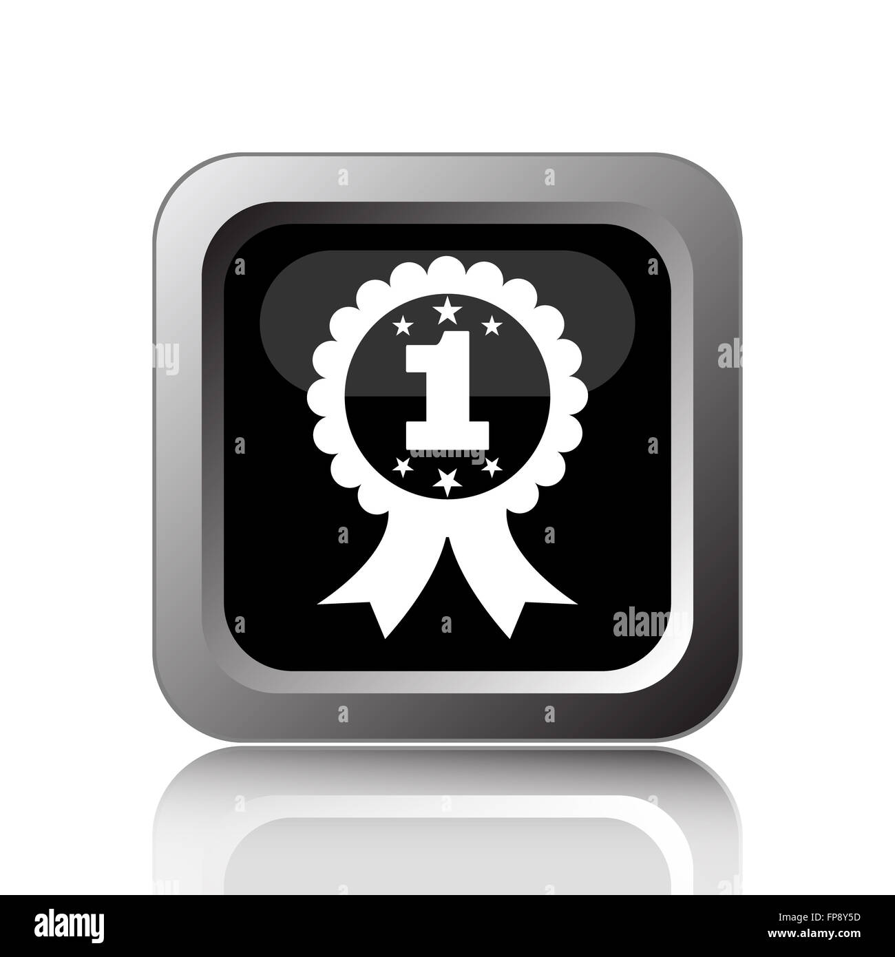 First prize ribbon icon. Internet button on white background Stock ...