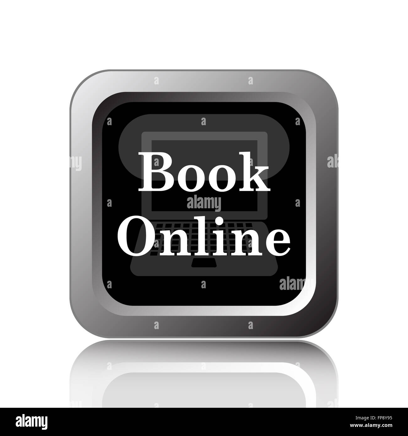 Book online icon. Internet button on white background Stock Photo - Alamy