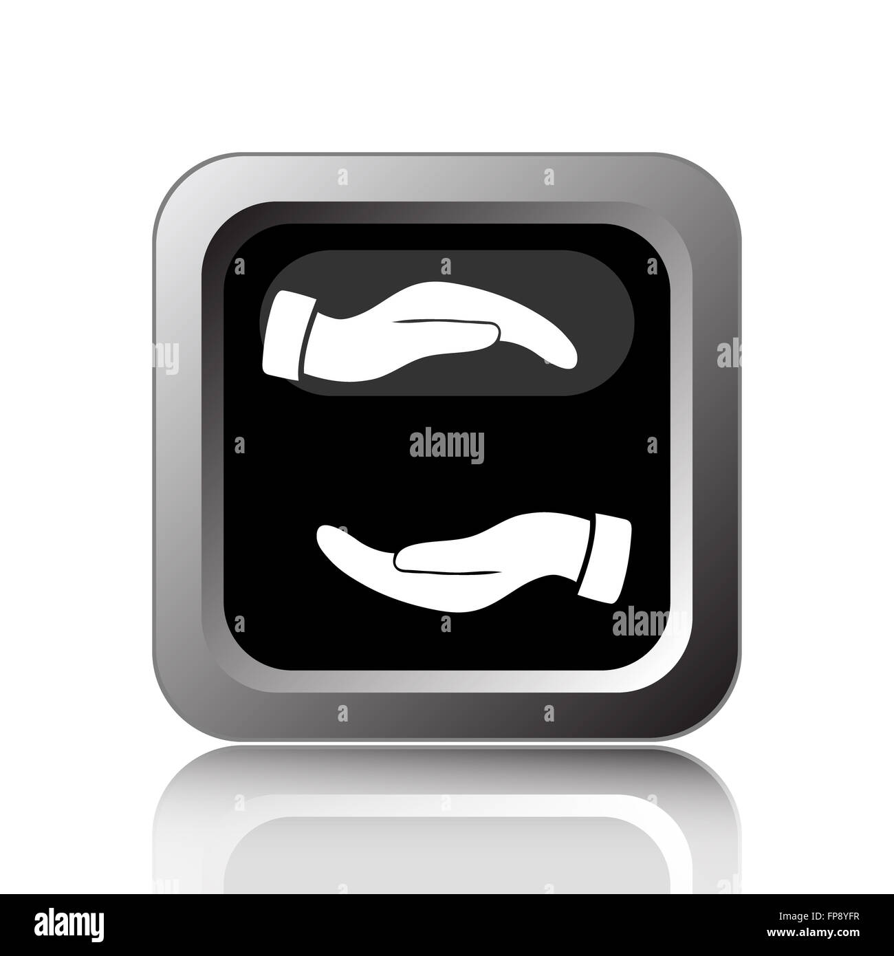 Protecting hands icon. Internet button on white background Stock Photo ...