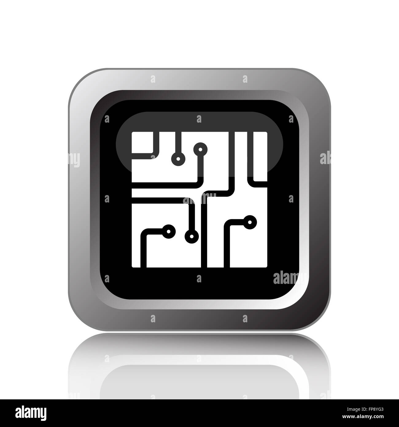 Circuit board icon. Internet button on white background Stock Photo - Alamy