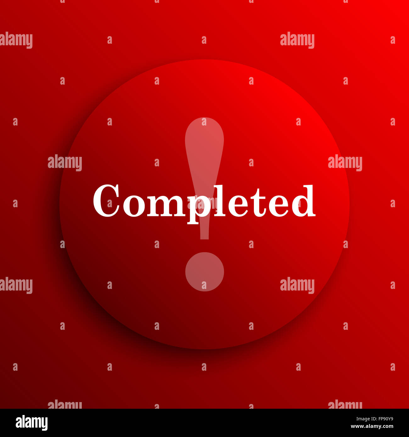 Completed icon. Internet button on white background Stock Photo - Alamy