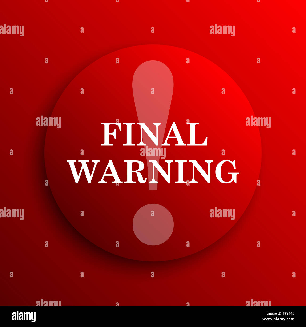 Final warning icon. Internet button on white background Stock Photo - Alamy