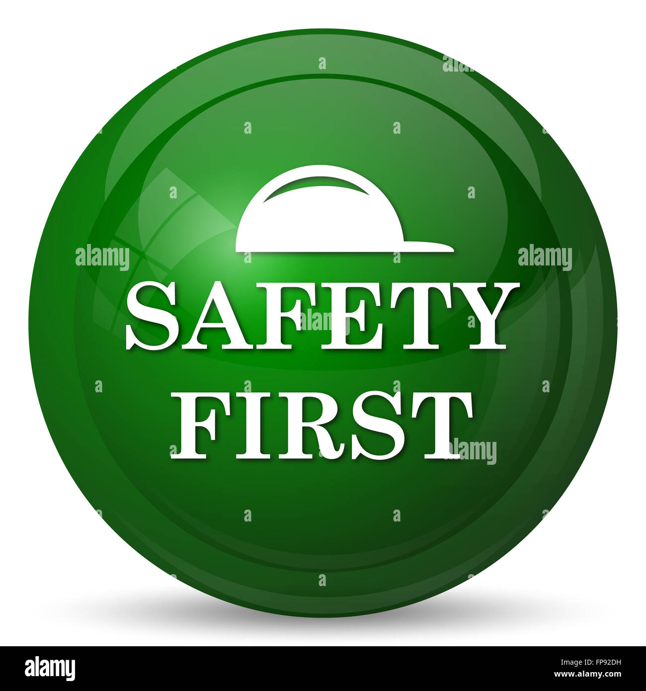 Safety first icon. Internet button on white background Stock Photo - Alamy