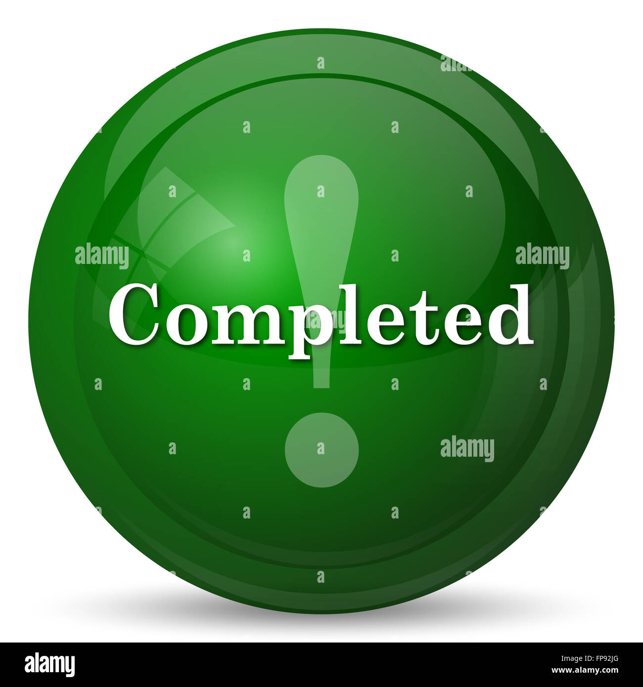 Completed icon. Internet button on white background Stock Photo - Alamy