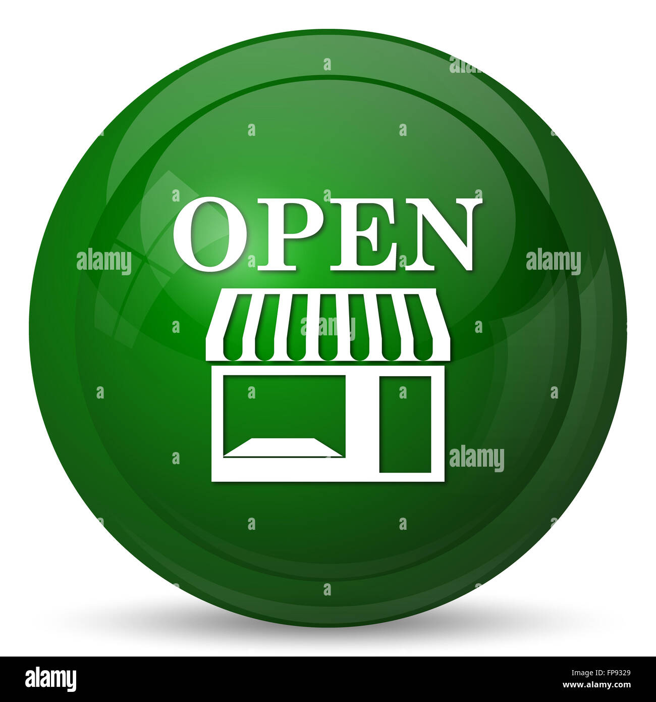 Open store icon. Internet button on white background Stock Photo - Alamy