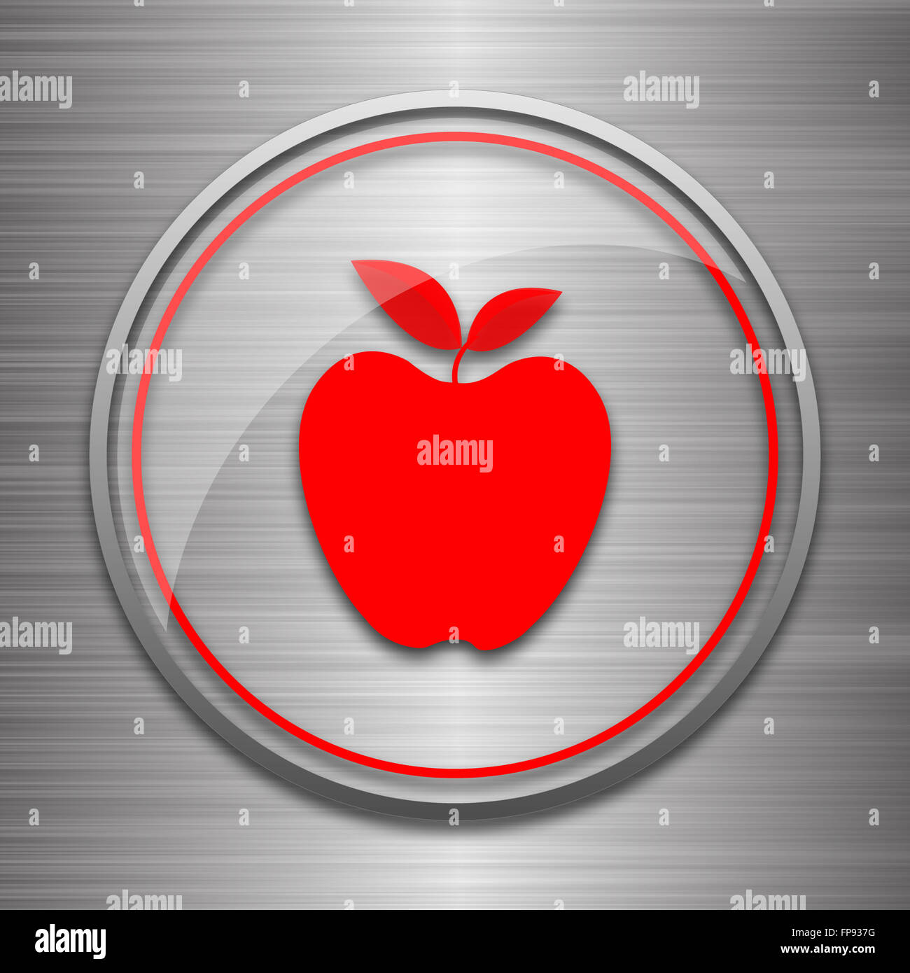Apple icon. Internet button on metallic background Stock Photo - Alamy