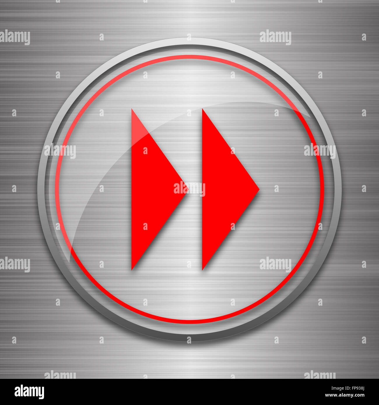 Fast forward sign icon. Internet button on metallic background Stock ...