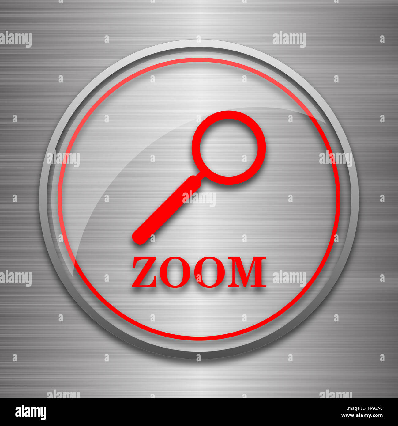 Zoom with loupe icon. Internet button on metallic background Stock ...