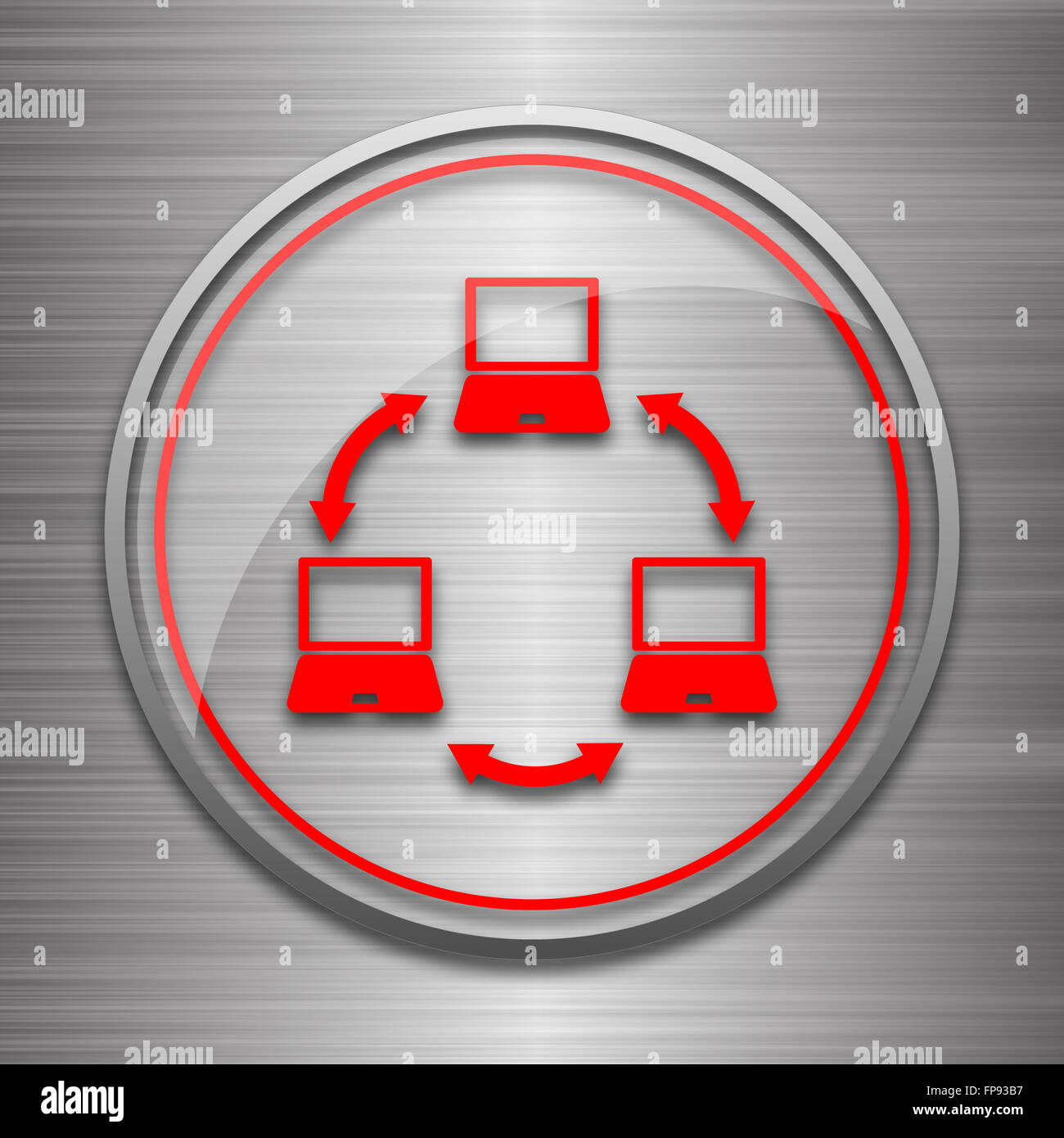 Computer network icon. Internet button on metallic background Stock ...