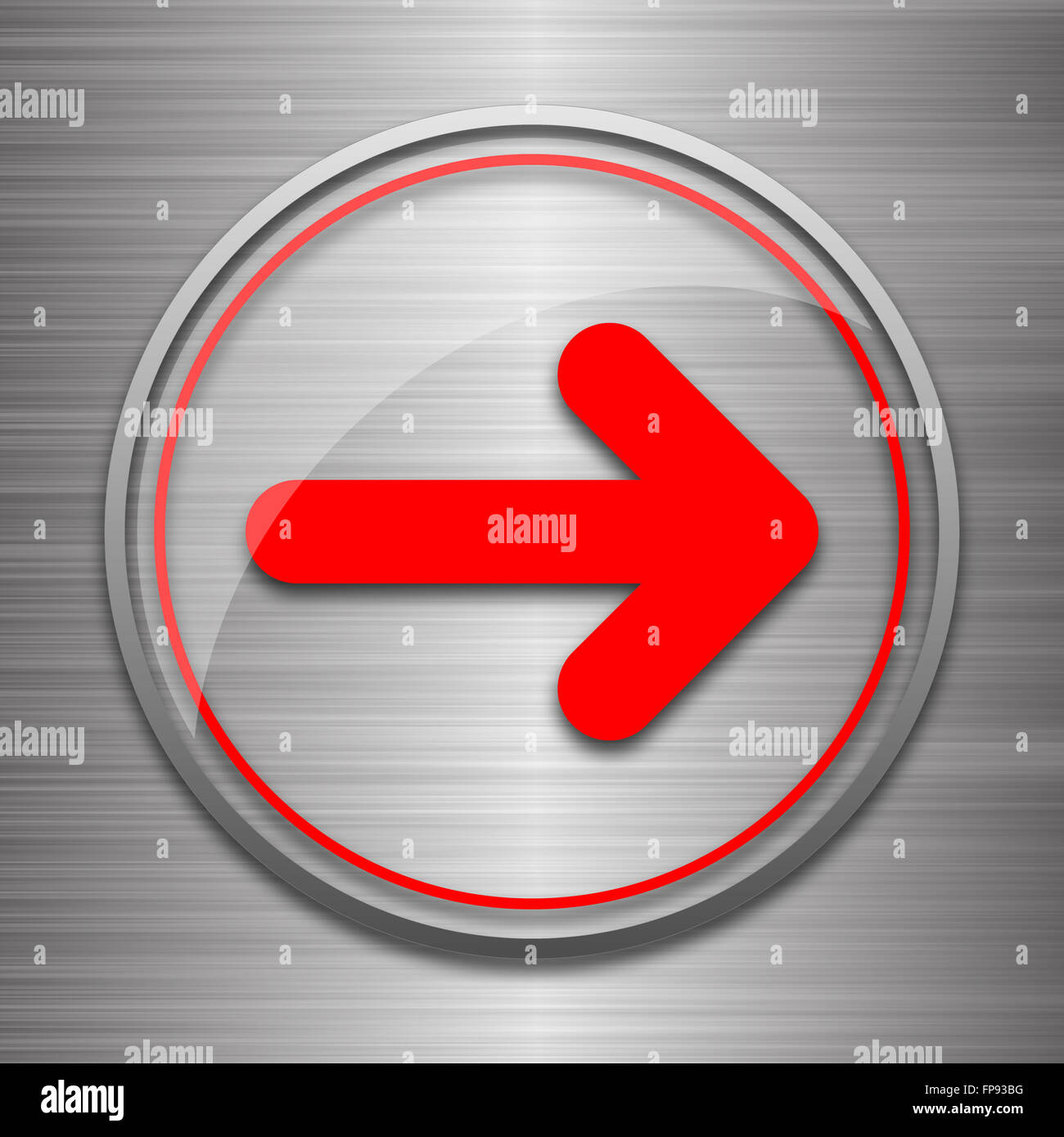 Right arrow icon. Internet button on metallic background Stock Photo ...