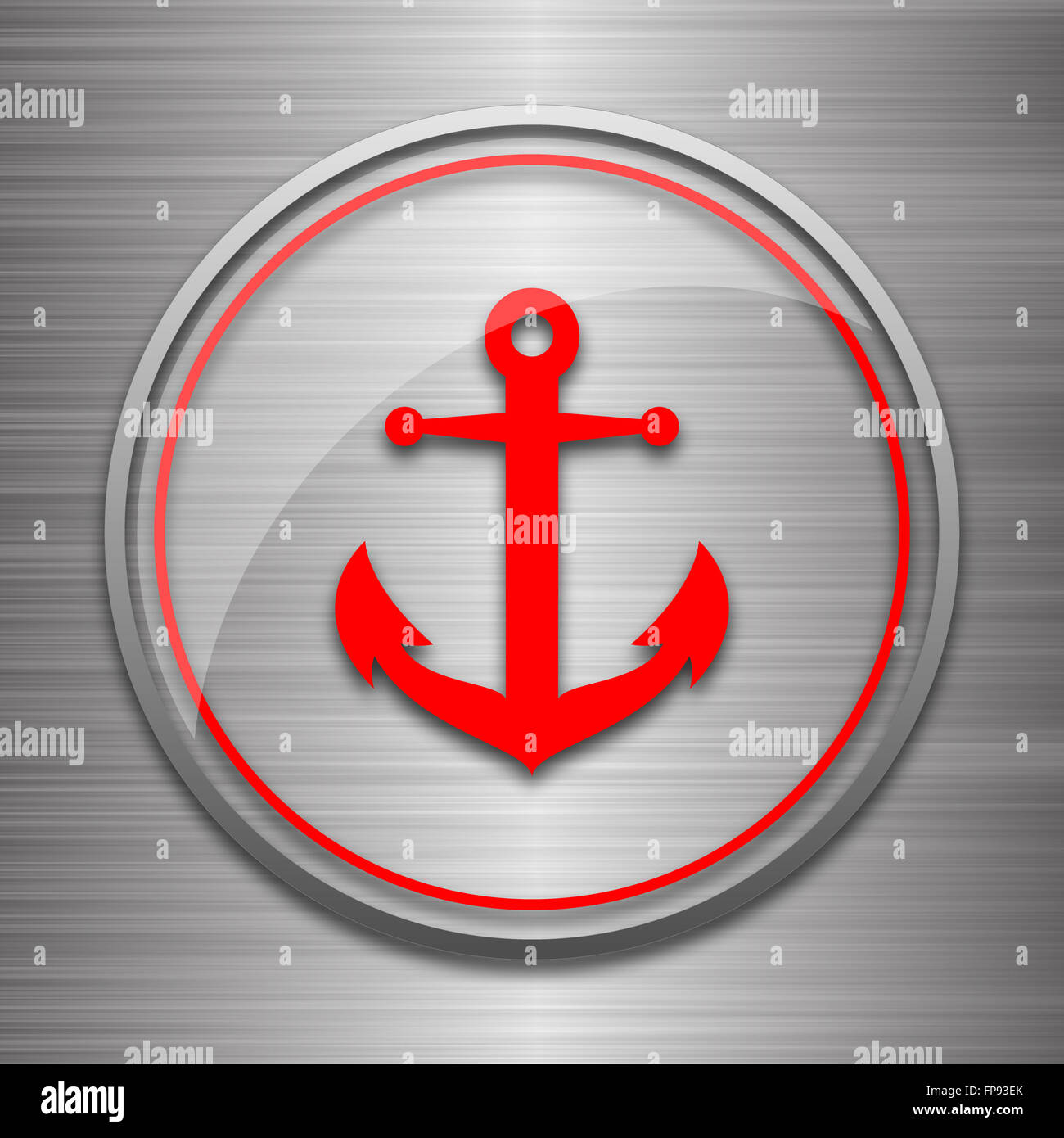 Anchor icon. Internet button on metallic background Stock Photo - Alamy