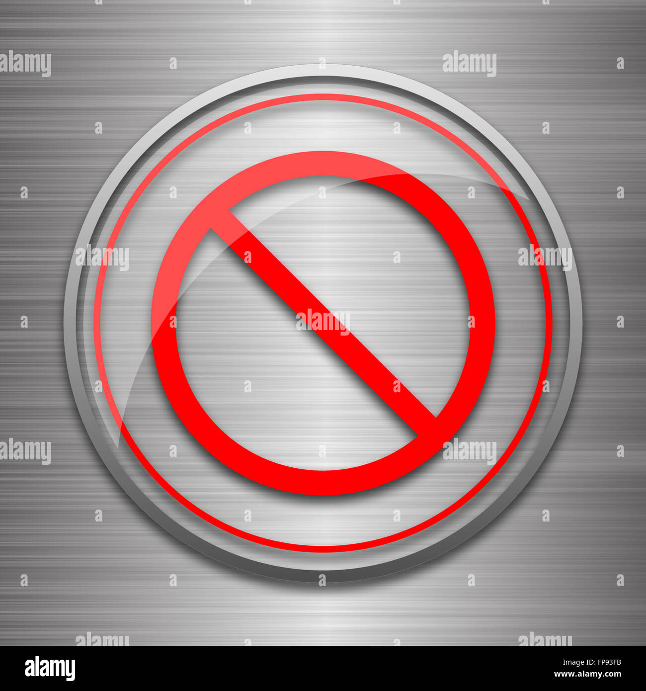 Forbidden icon. Internet button on metallic background Stock Photo - Alamy