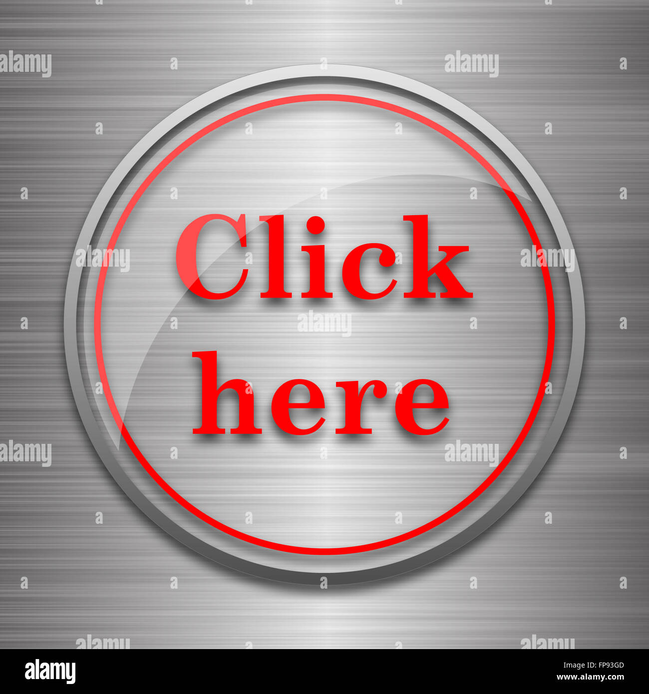 Click here icon. Internet button on metallic background Stock Photo - Alamy