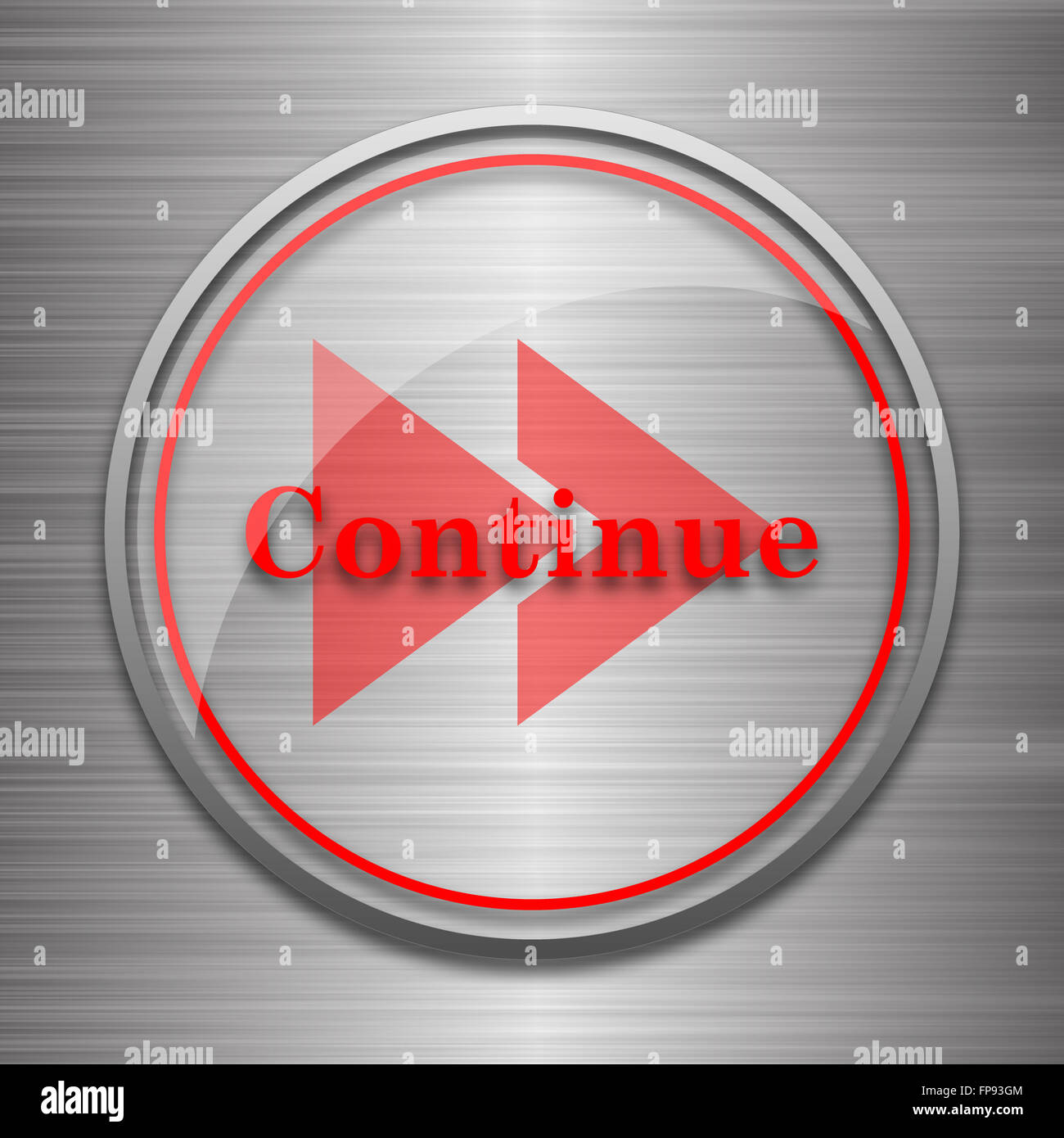 Continue icon. Internet button on metallic background Stock Photo - Alamy