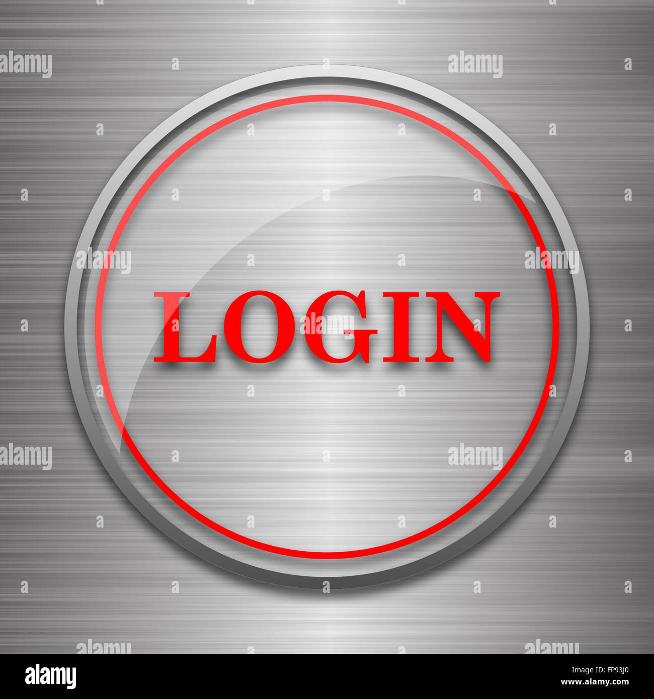 Login icon. Internet button on metallic background Stock Photo - Alamy