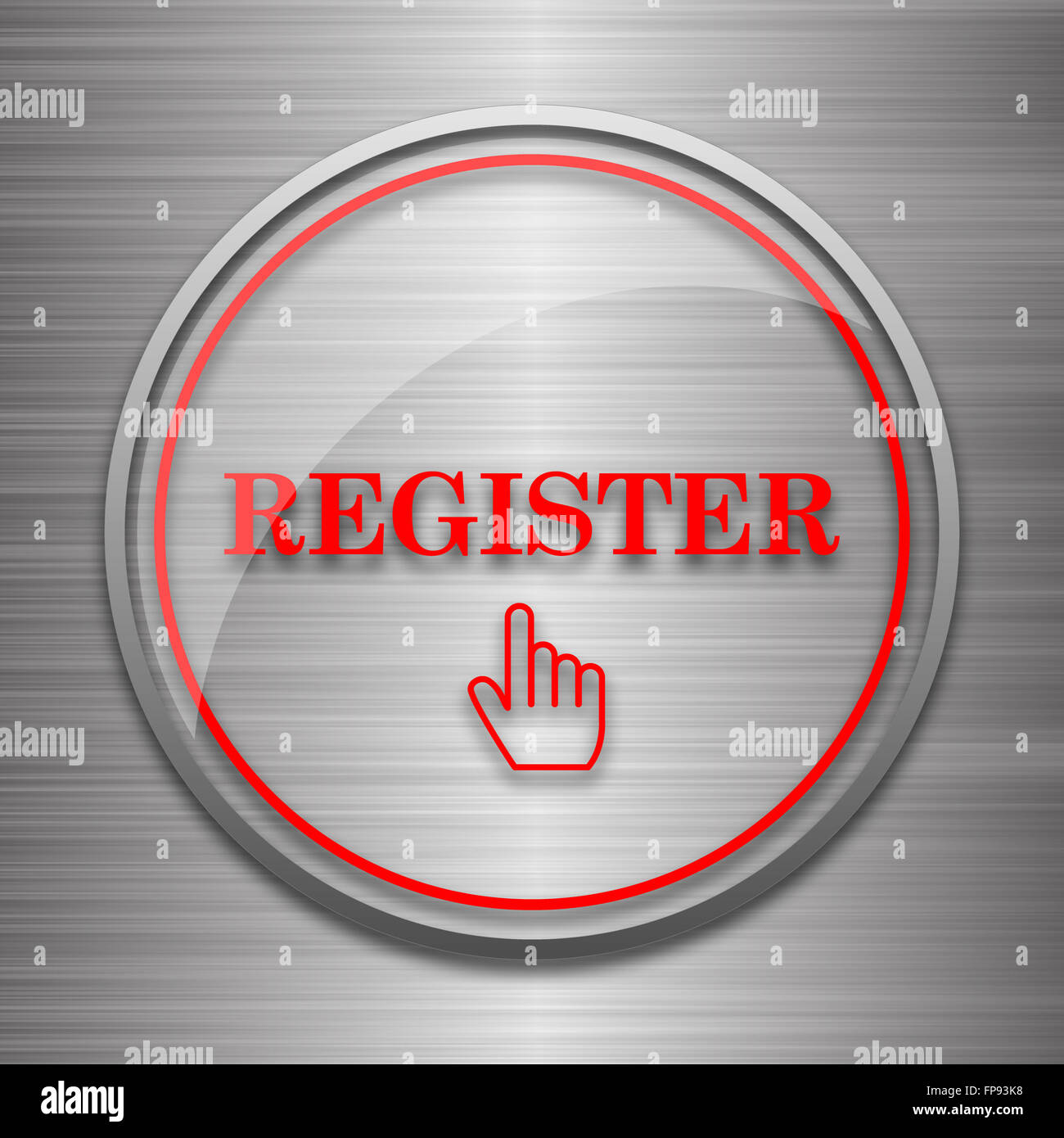 Register icon. Internet button on metallic background Stock Photo - Alamy