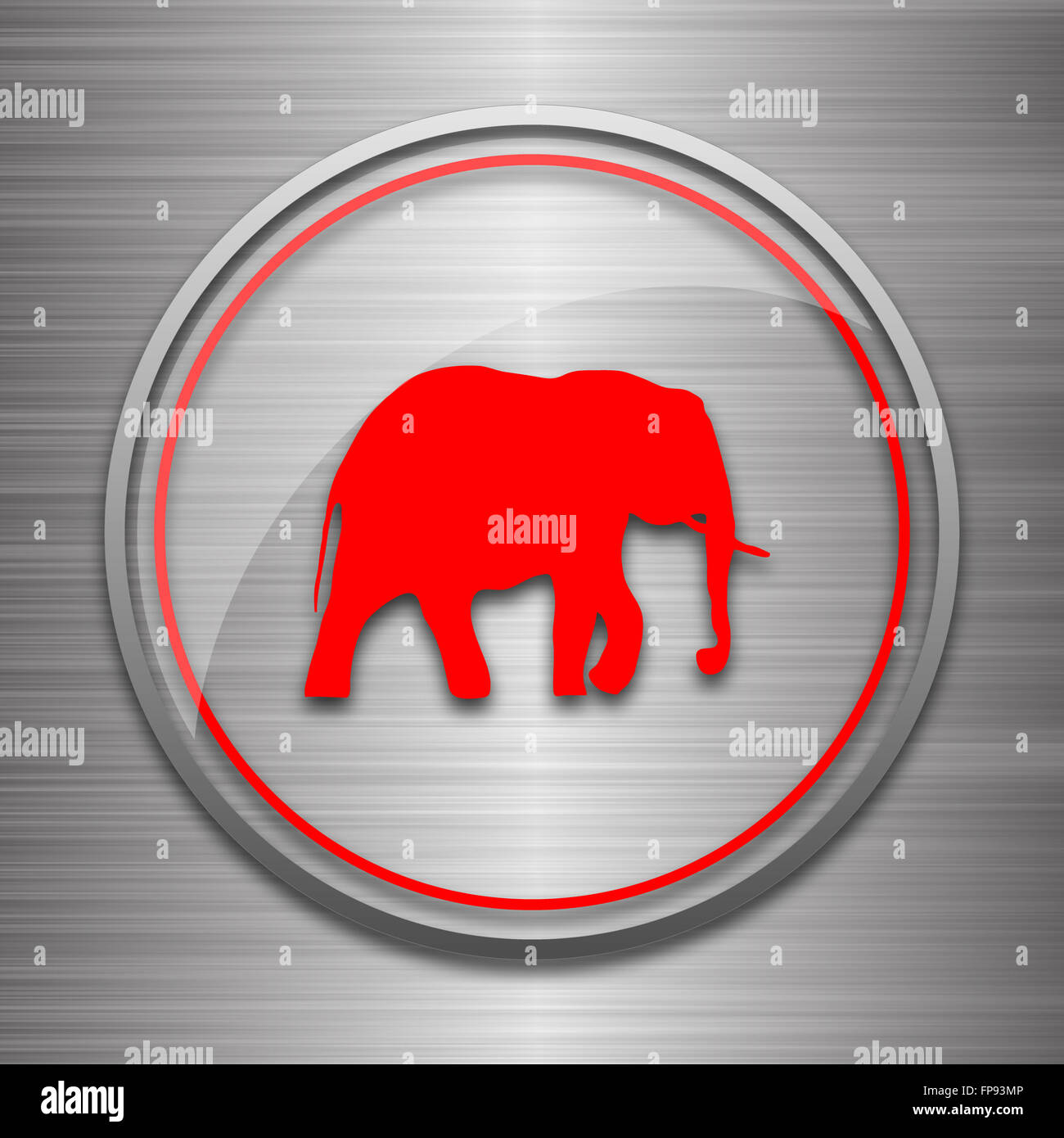 Elephant icon. Internet button on metallic background Stock Photo - Alamy