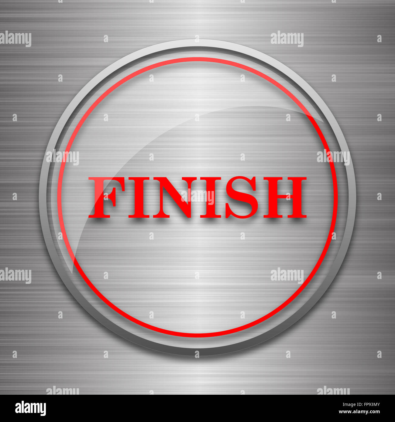 Finish icon. Internet button on metallic background Stock Photo - Alamy