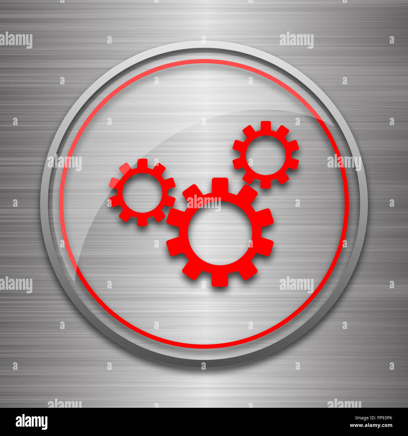 Settings icon. Internet button on metallic background Stock Photo - Alamy