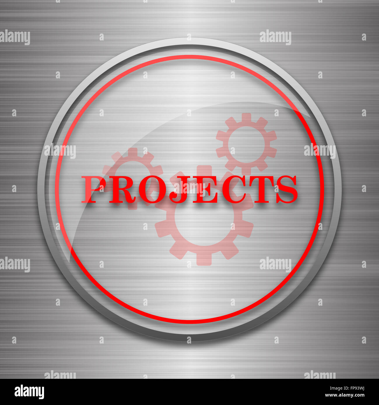 Projects icon. Internet button on metallic background Stock Photo - Alamy
