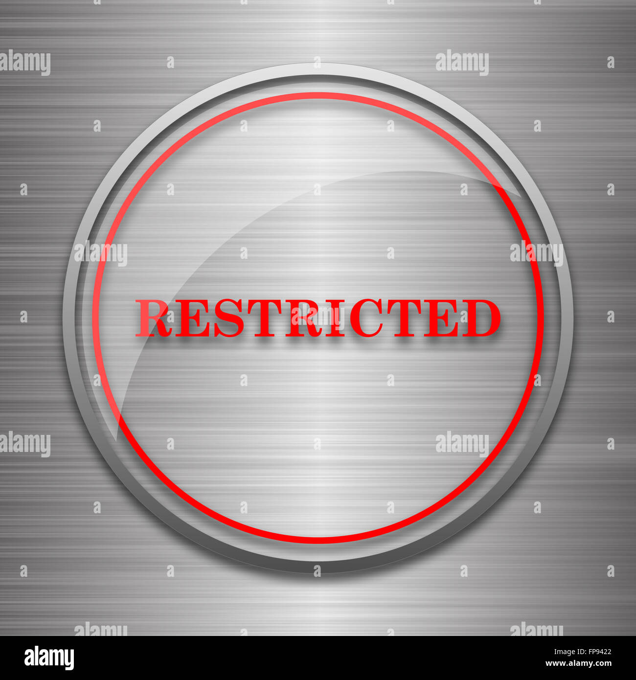 Restricted icon. Internet button on metallic background Stock Photo - Alamy