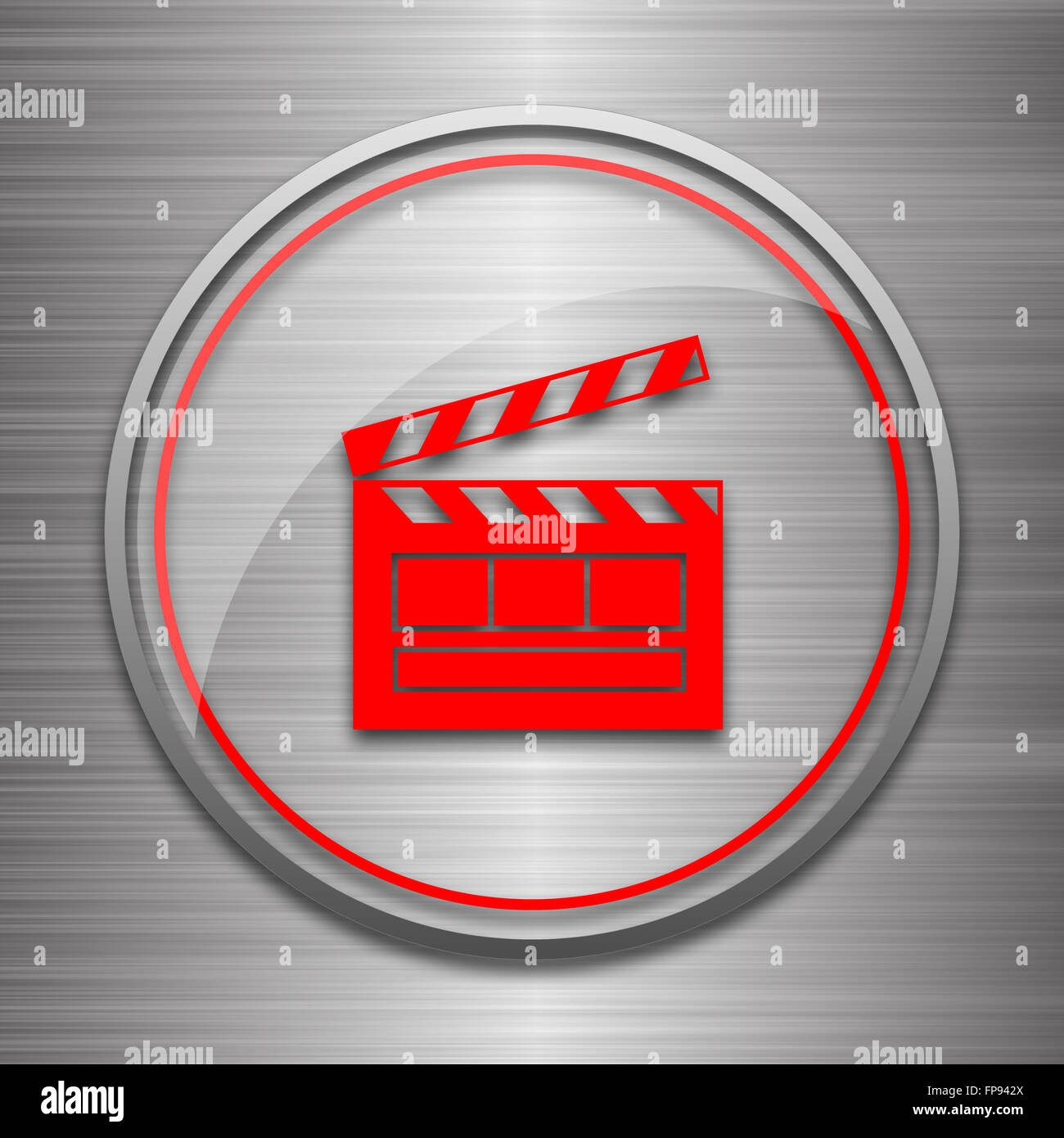 Movie icon. Internet button on metallic background Stock Photo - Alamy