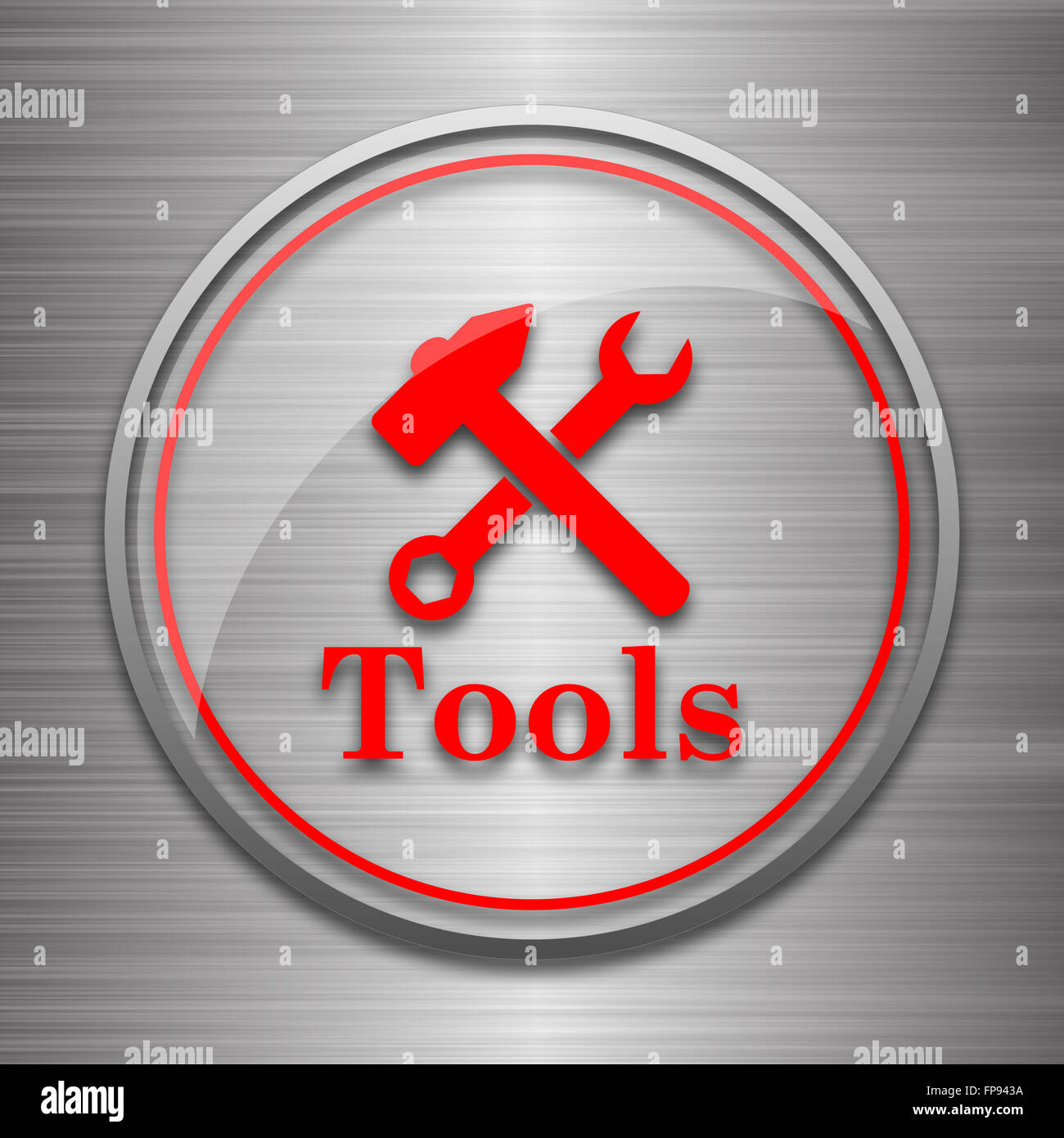 Tools icon. Internet button on metallic background Stock Photo - Alamy