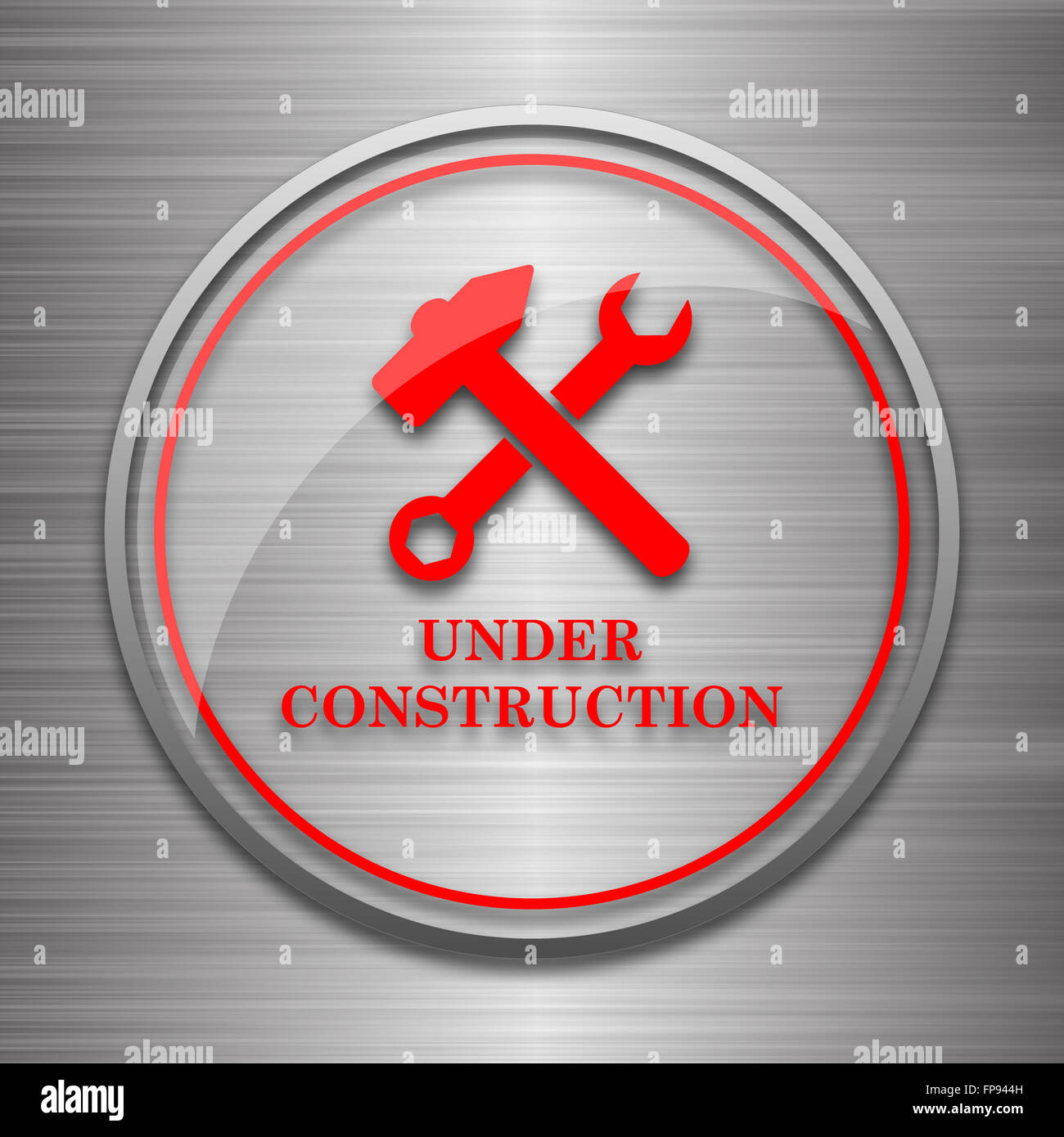 Under construction icon. Internet button on metallic background Stock ...
