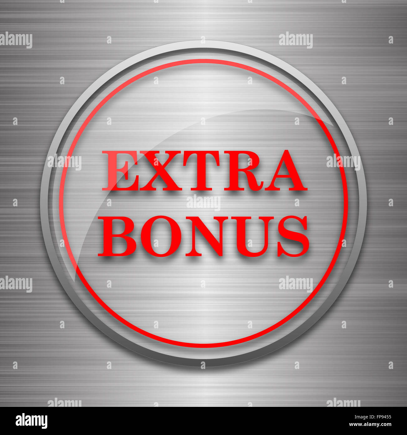 Extra bonus icon. Internet button on metallic background Stock Photo ...