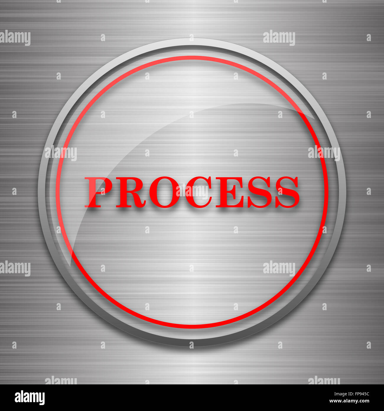 Process icon. Internet button on metallic background Stock Photo - Alamy