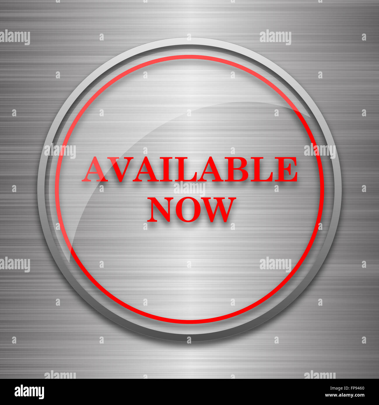 Available now icon. Internet button on metallic background Stock Photo ...