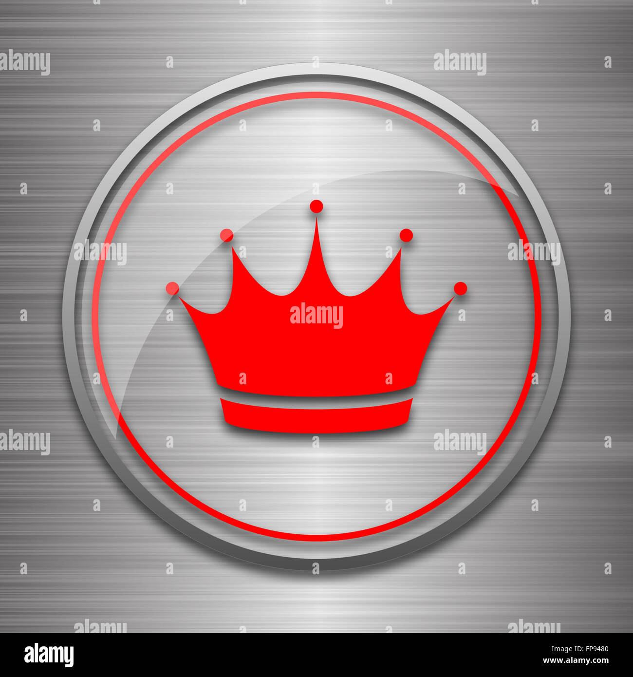 Crown icon. Internet button on metallic background Stock Photo - Alamy