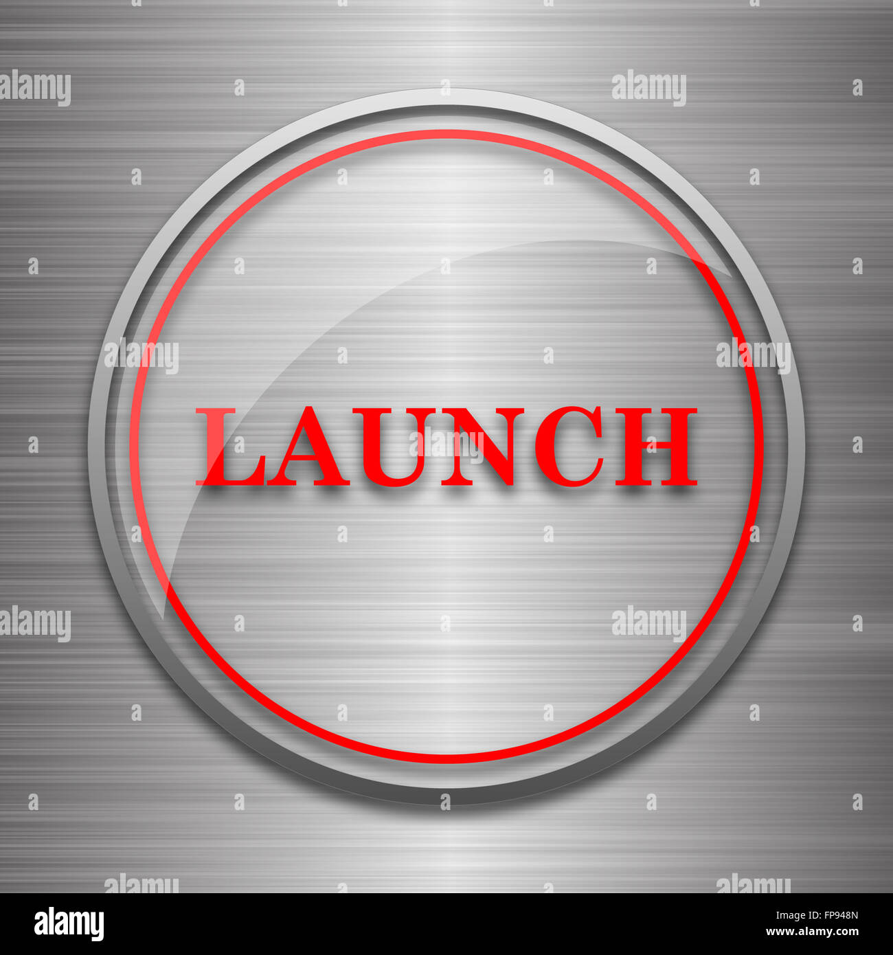 Launch icon. Internet button on metallic background Stock Photo - Alamy