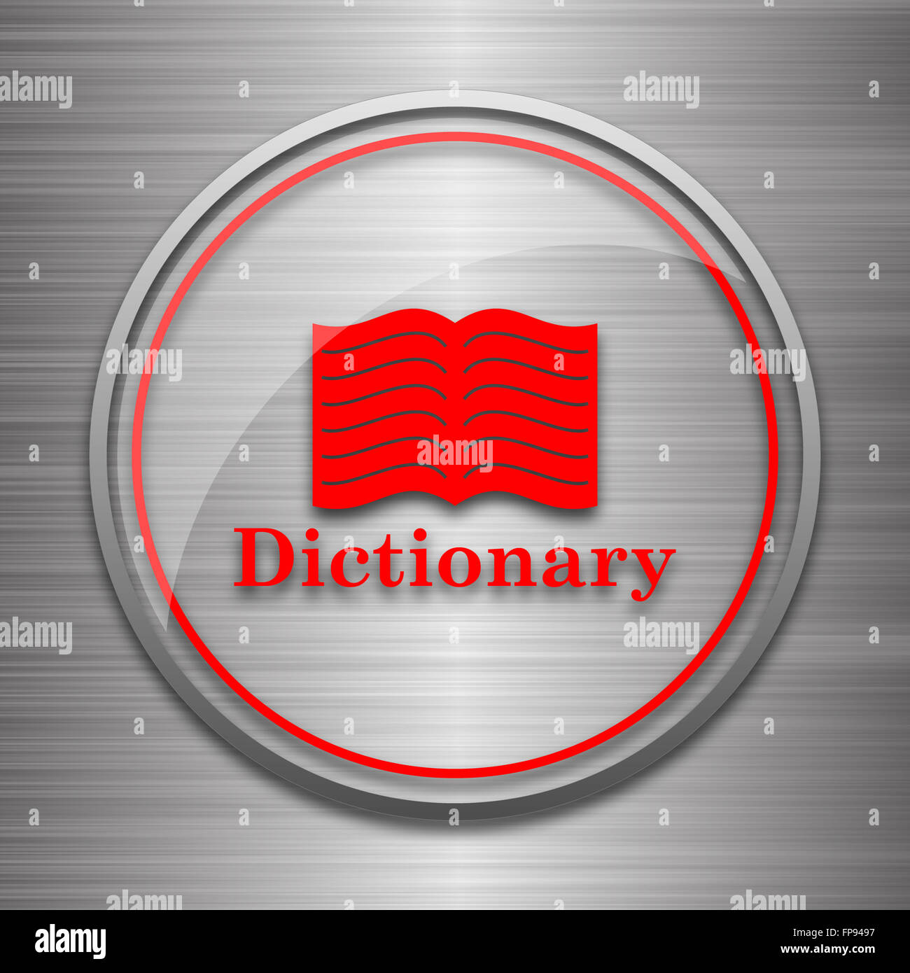 Dictionary icon. Internet button on metallic background Stock Photo - Alamy