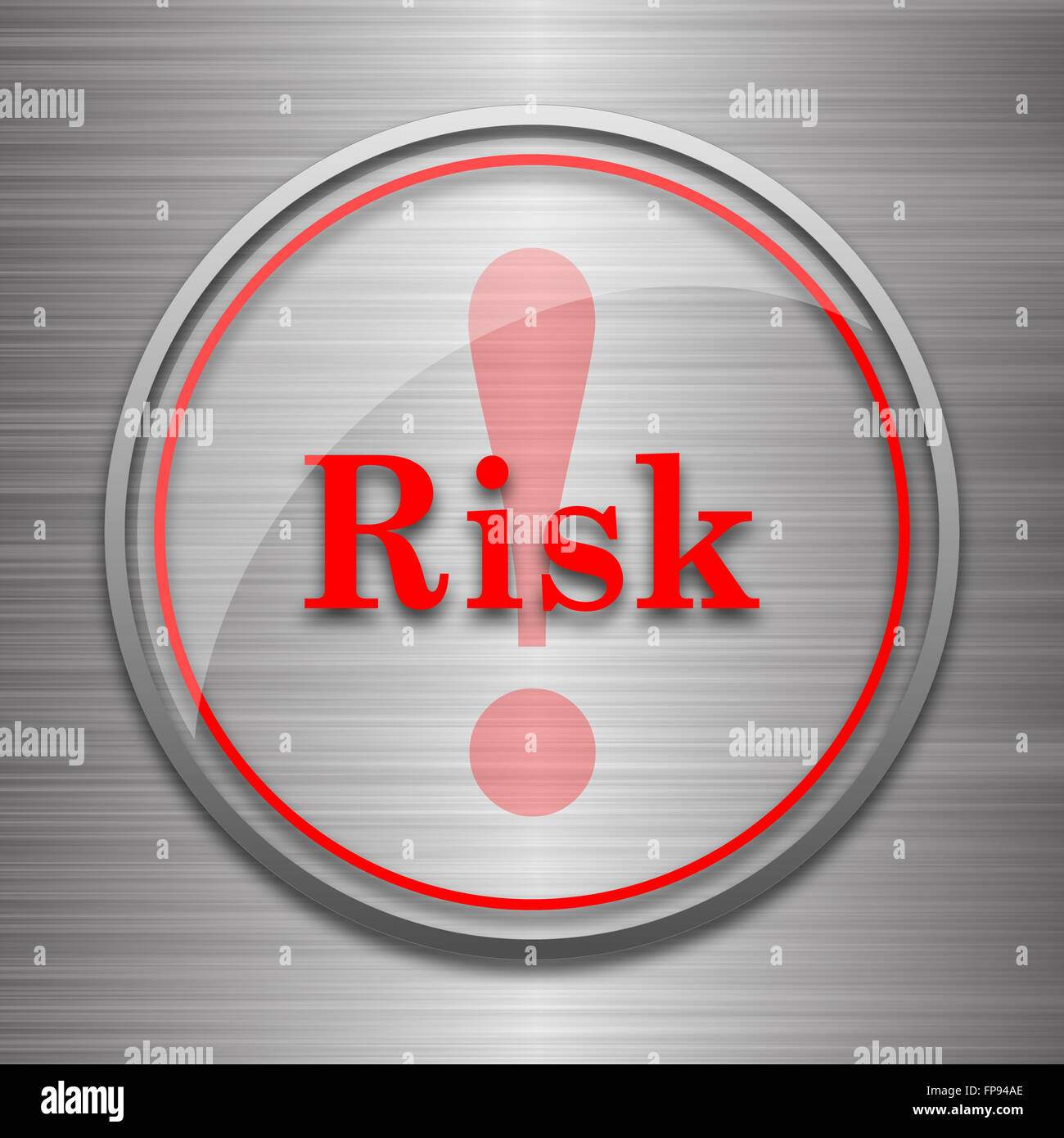 Risk icon. Internet button on metallic background Stock Photo - Alamy