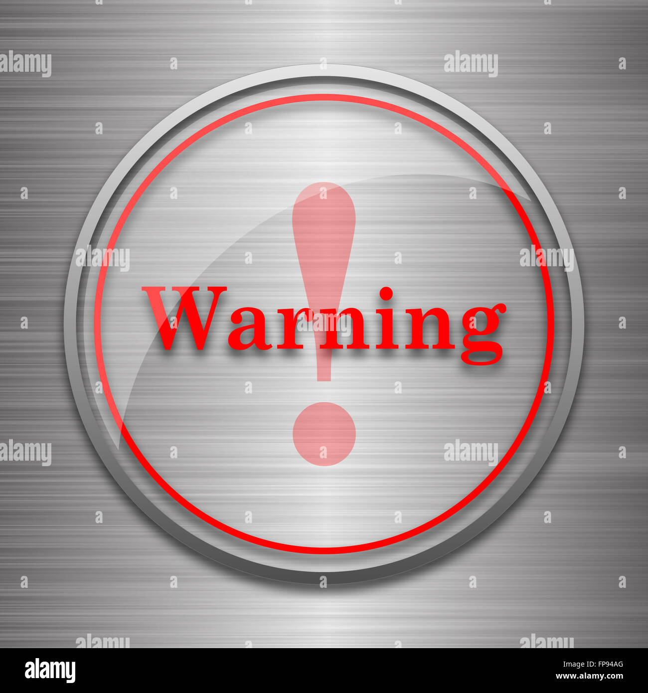 Warning icon. Internet button on metallic background Stock Photo - Alamy