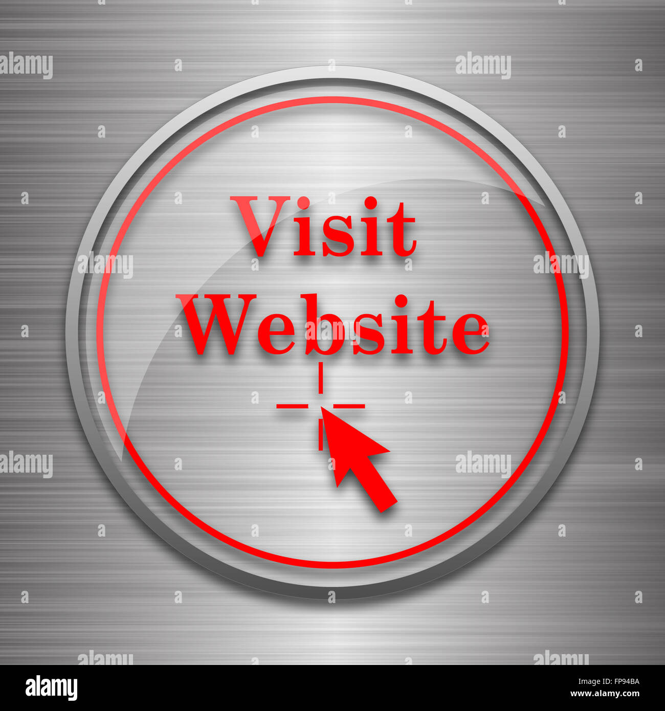 Visit website icon. Internet button on metallic background Stock Photo ...