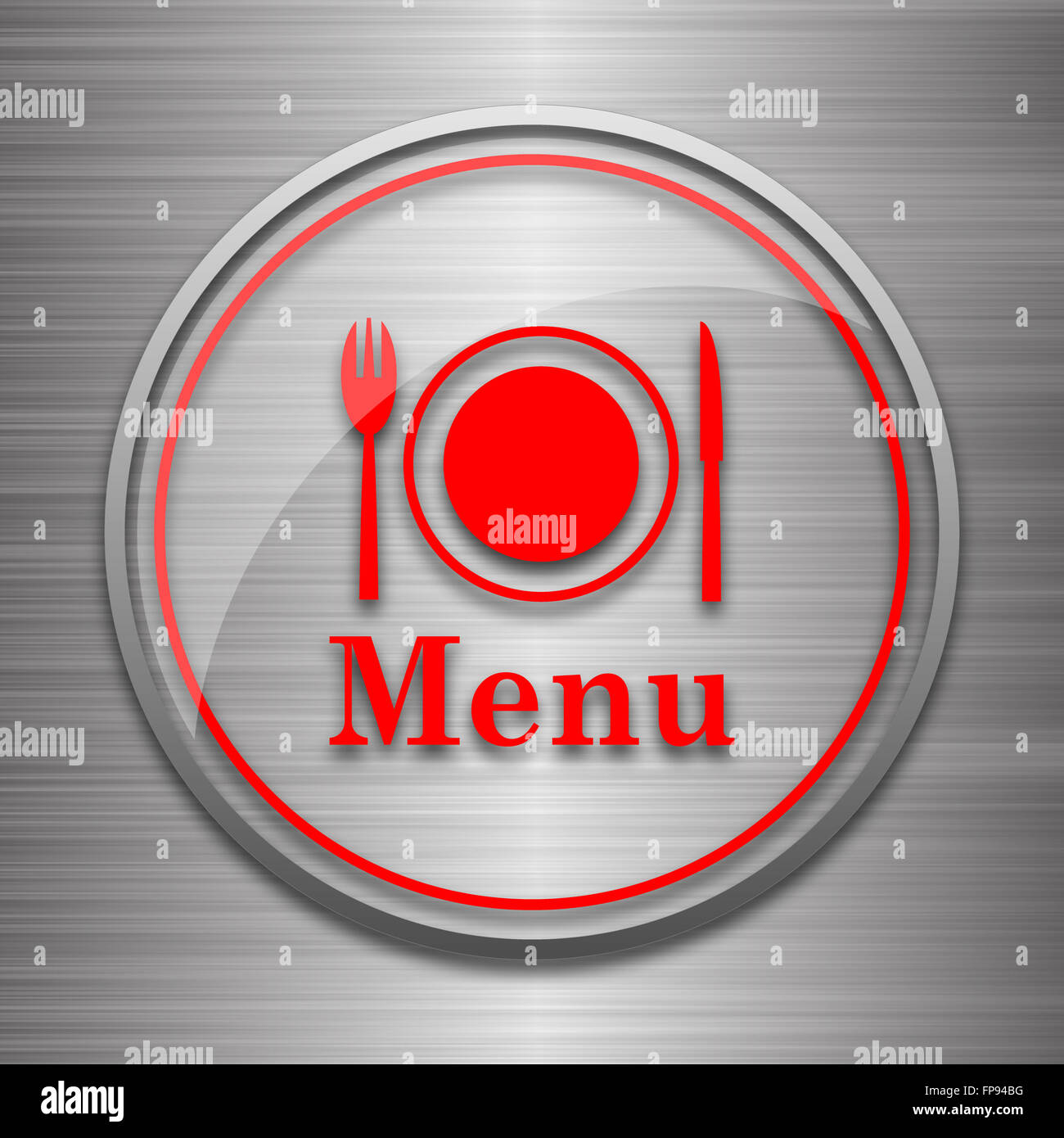 Menu icon. Internet button on metallic background Stock Photo - Alamy