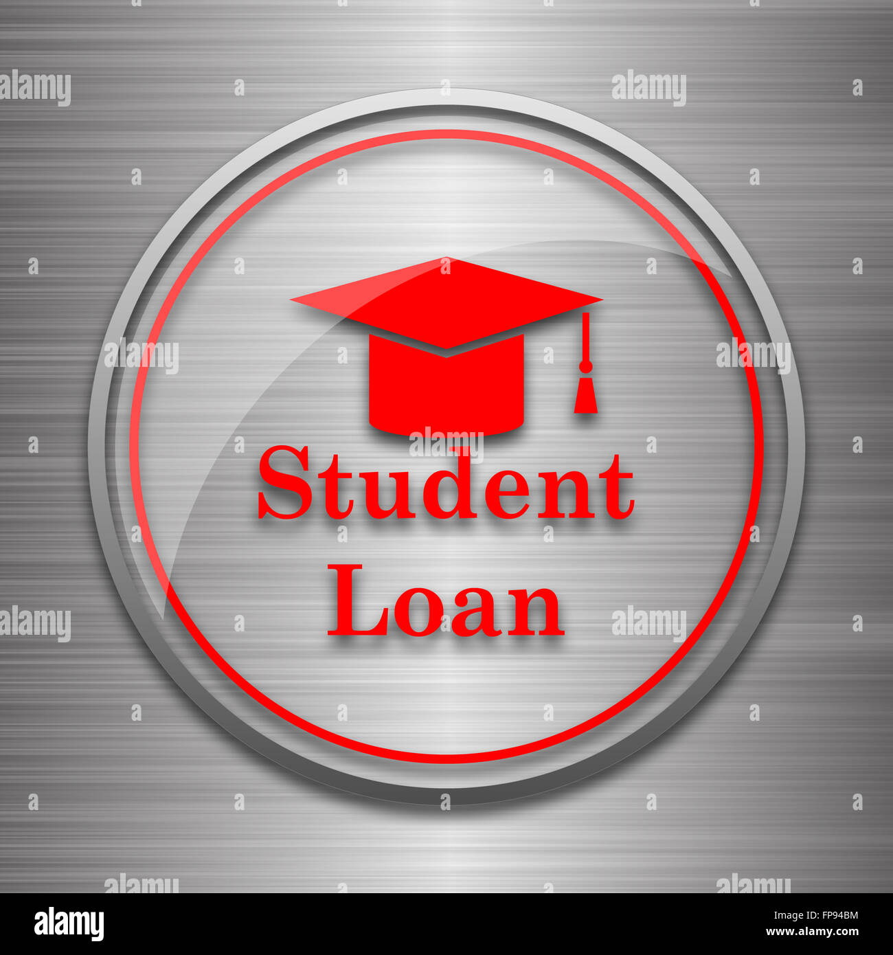 Student loan icon. Internet button on metallic background Stock Photo ...