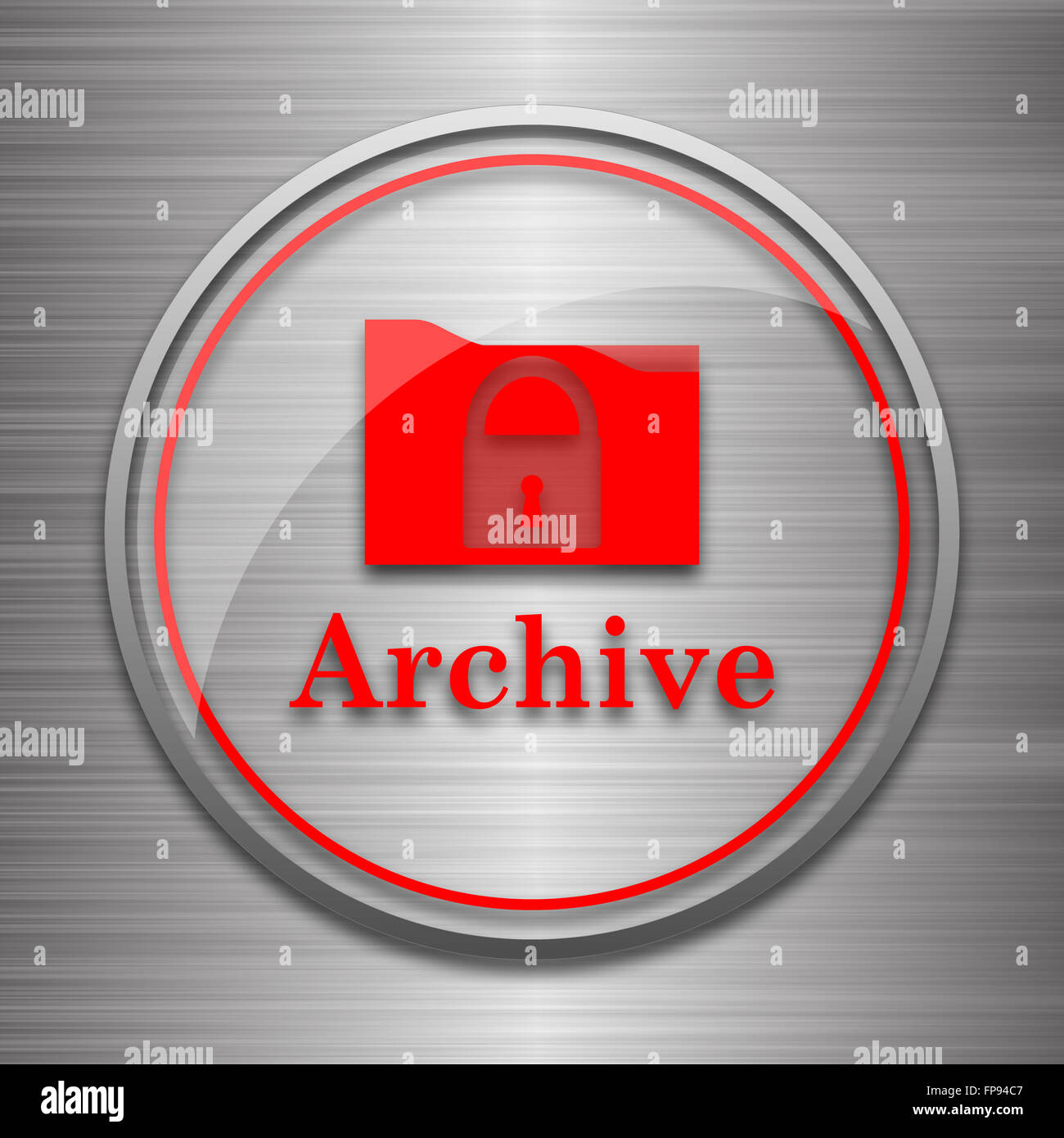 Archive icon. Internet button on metallic background Stock Photo - Alamy